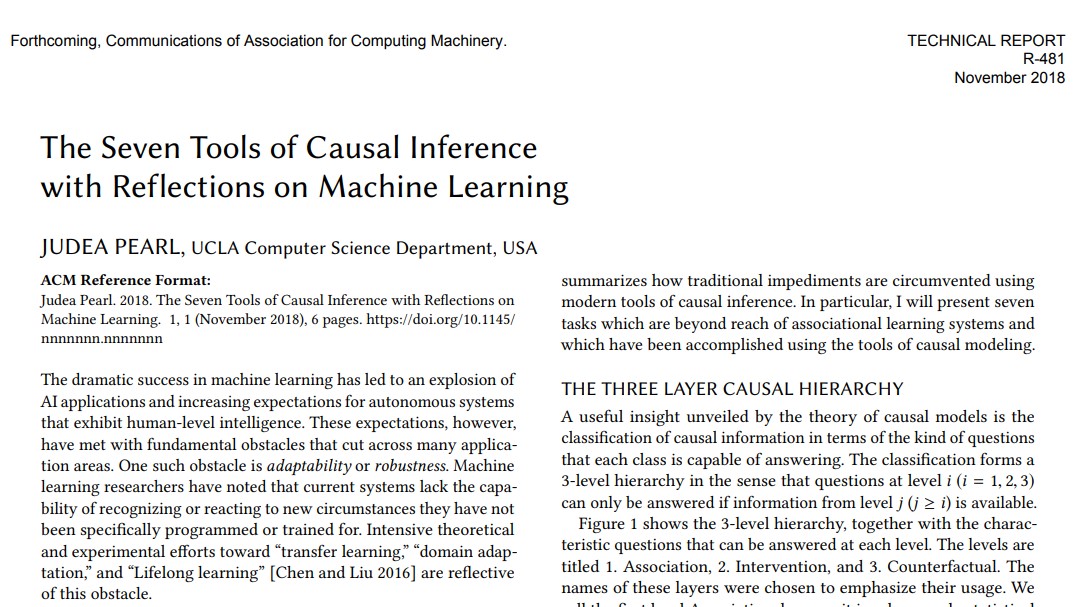The Seven Tools of Causal Inference with Reflections on Machine ...